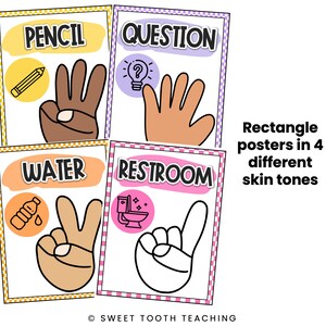 Hand Signal Posters | Colorful Groovy Garden Retro Decor | Editable ...