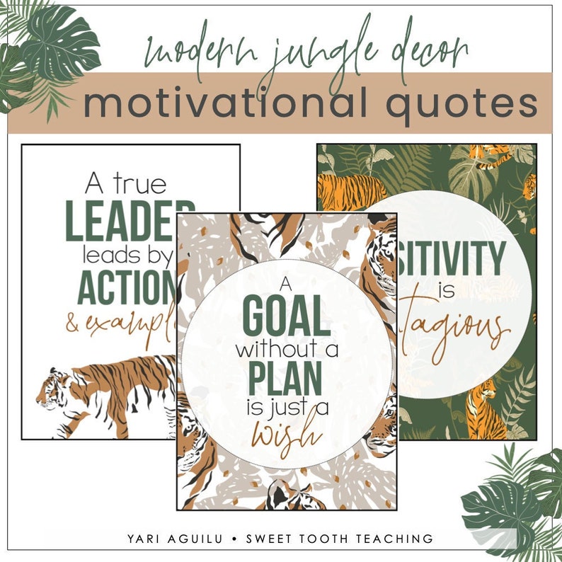 Inspirational Quote Posters Jungle Theme Classroom Decor - Etsy