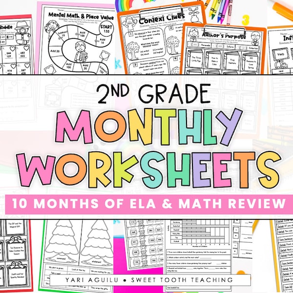 Second Grade Reading Worksheets - Etsy