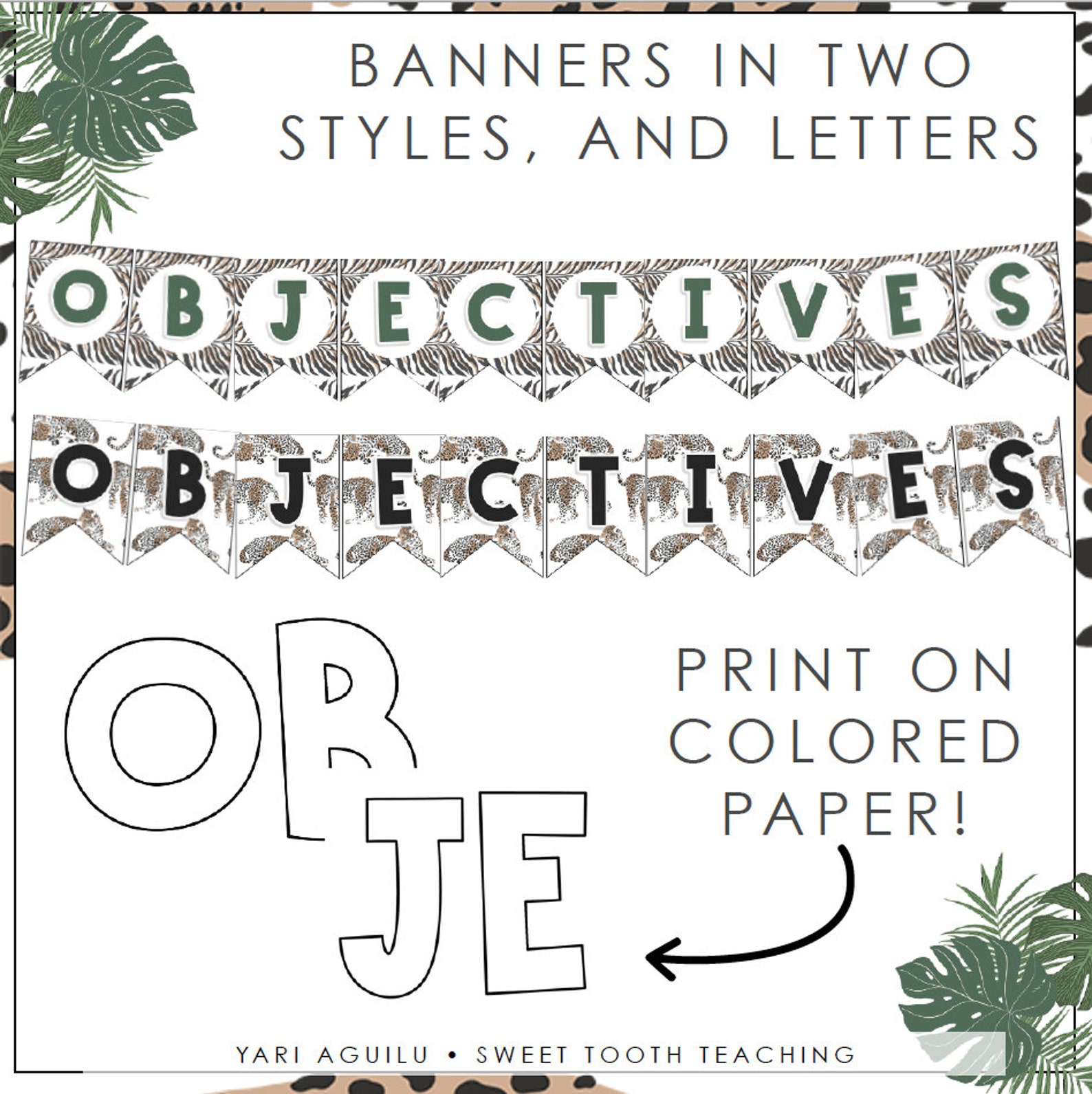 Printable Jungle Theme Classroom Decor Learning Objectives Bulletin ...