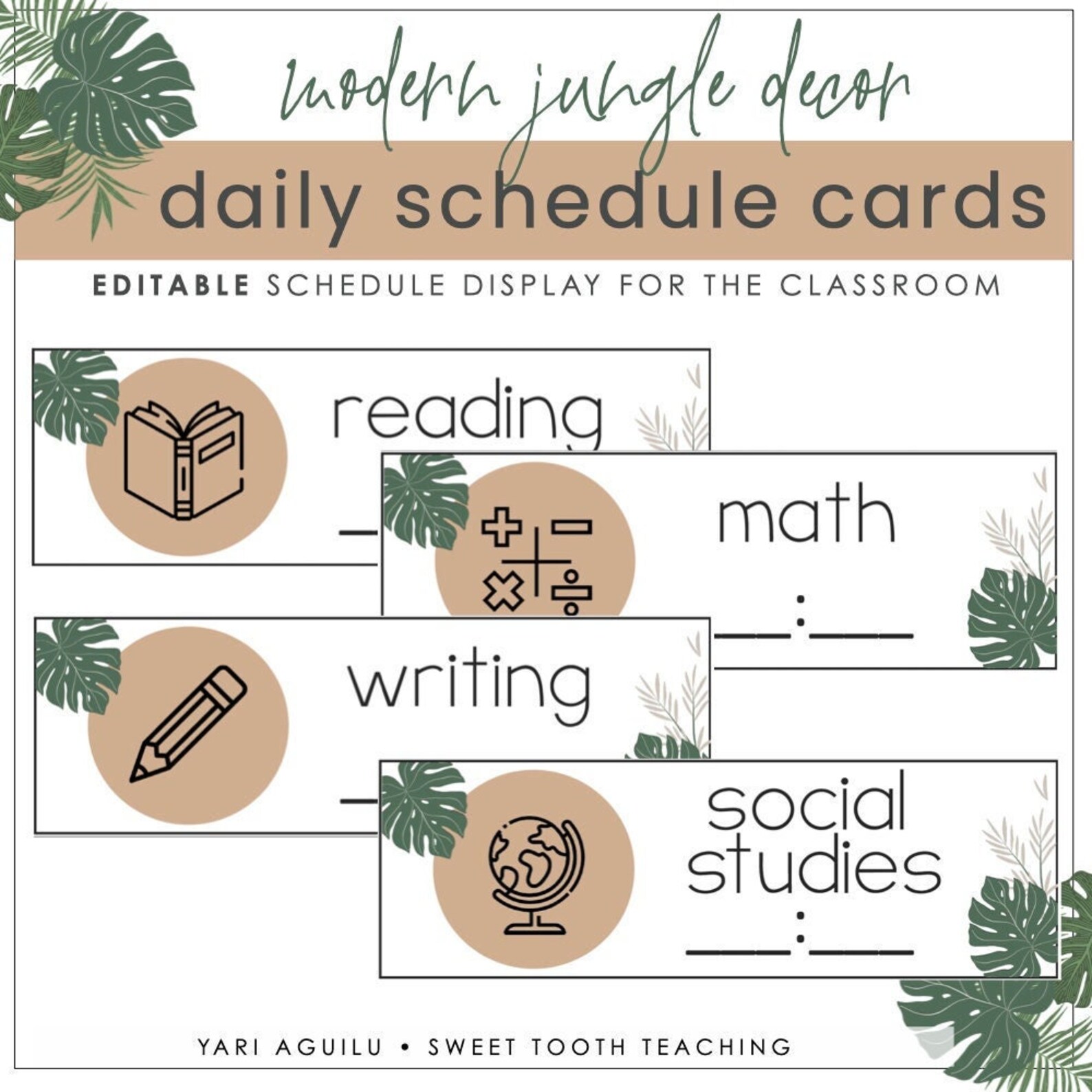 Classroom Schedule Cards Printable Classroom Decor Jungle | Etsy