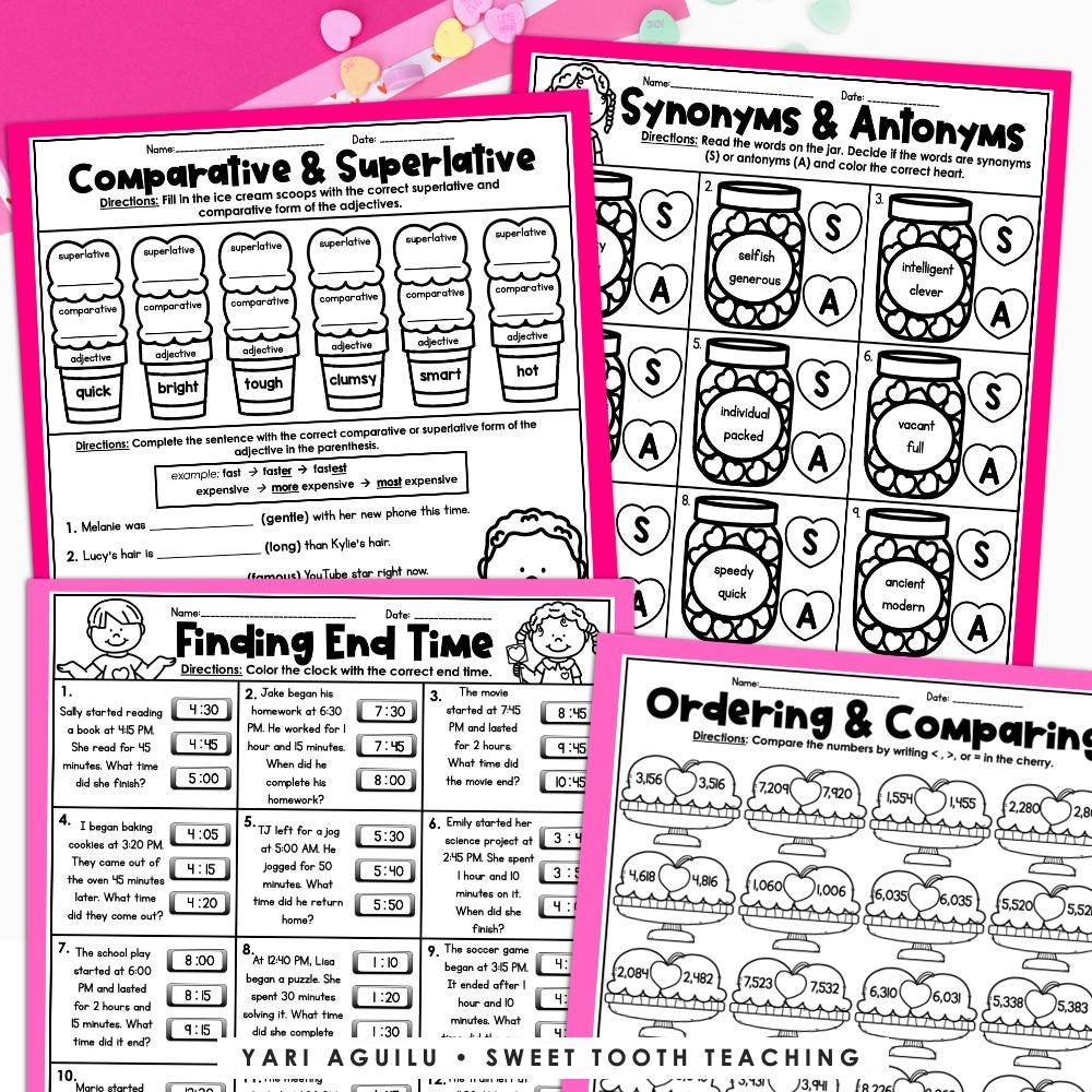 3rd Grade February Worksheets: Math, Reading, Grammar- Homeschool ...