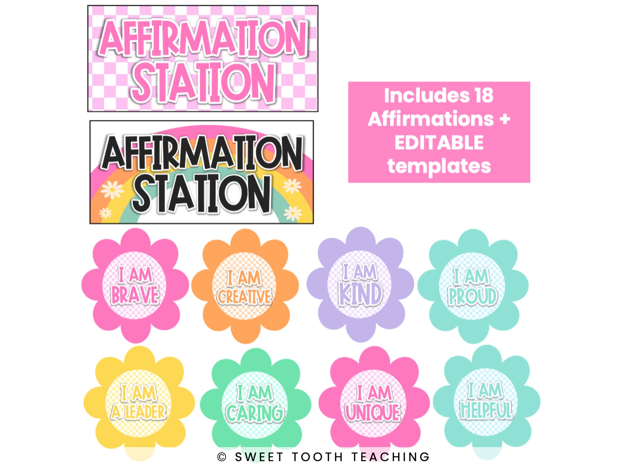 Flower Affirmations for Mirror Groovy Garden Decor I Am - Etsy