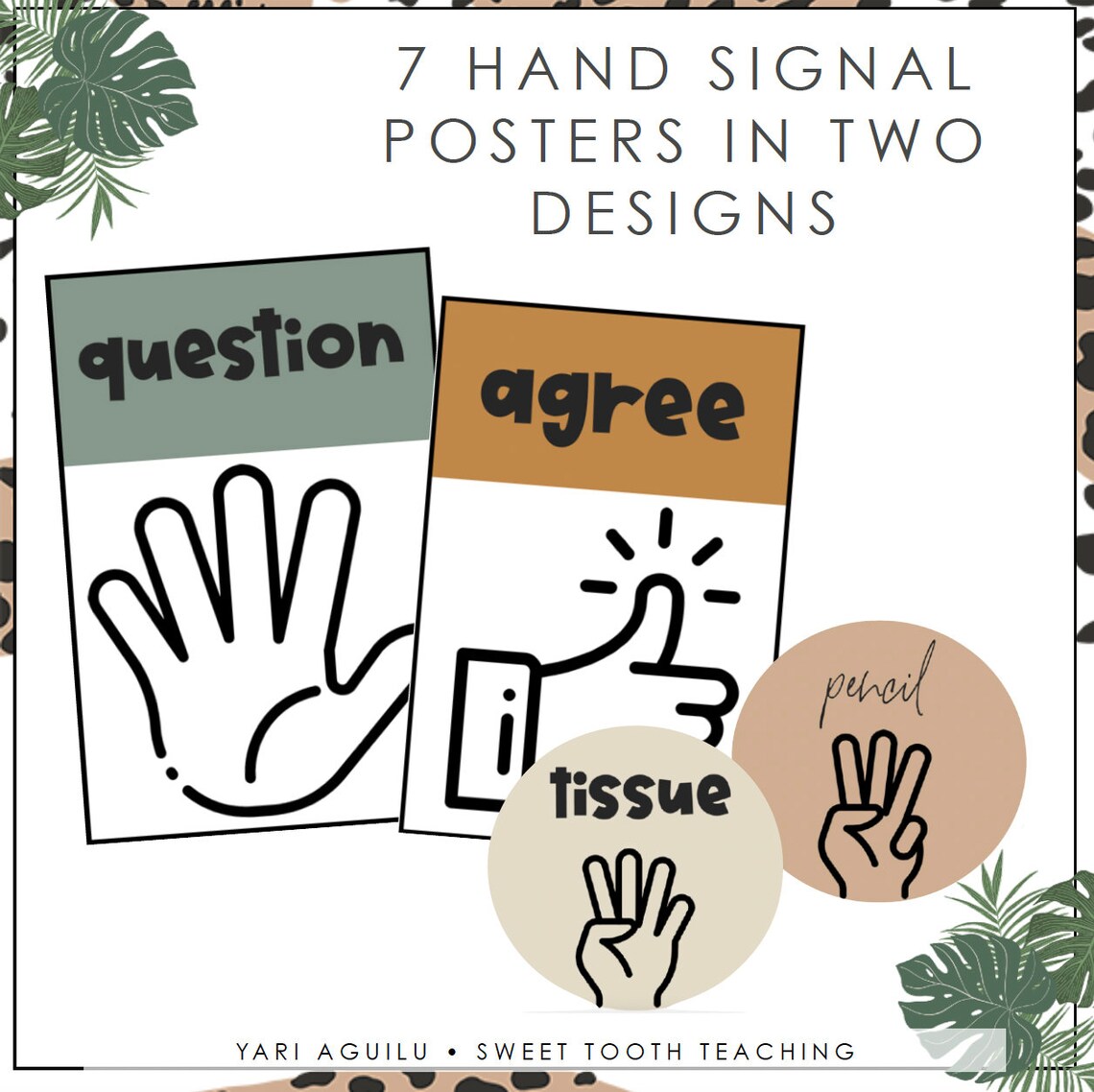 Classroom Hand Signals Posters Printable Classroom Decor - Etsy