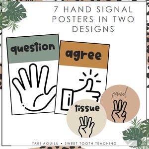 Classroom Hand Signals Posters | Printable Classroom Decor | Jungle ...