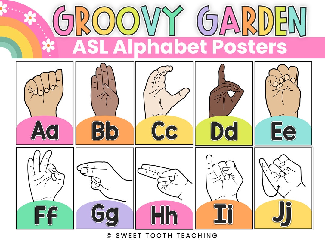 Colorful ASL Alphabet Posters | American Sign Language Abc | Groovy ...