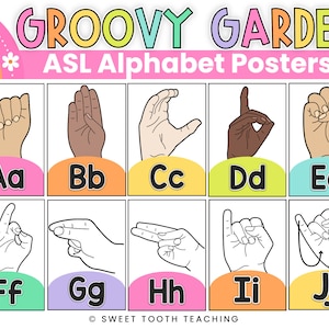 Colorful ASL Alphabet Posters | American Sign Language Abc | Groovy ...