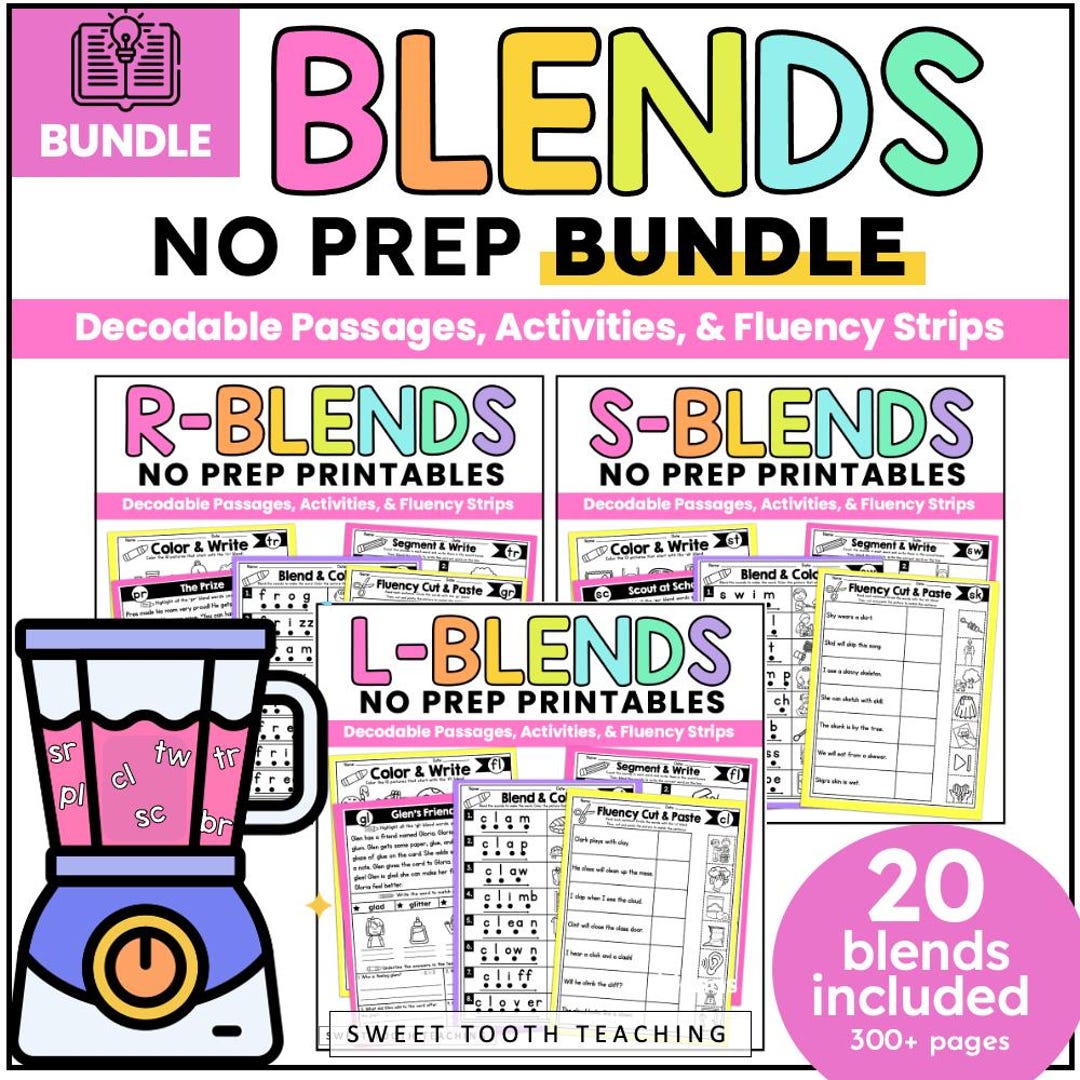 Printable Consonant Blends Phonics Decoding Worksheets-science of ...