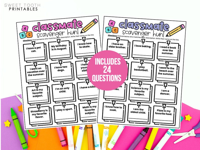 Back-to-school Ice Breaker Game: Classmate Scavenger Hunt (digital ...