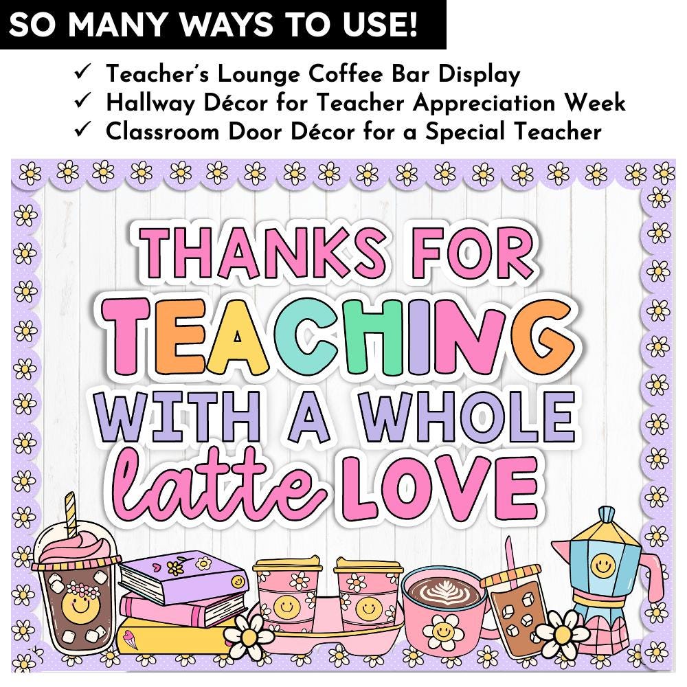 Teacher Appreciation Bulletin Board Kit for Teacher's Lounge- Thank You ...