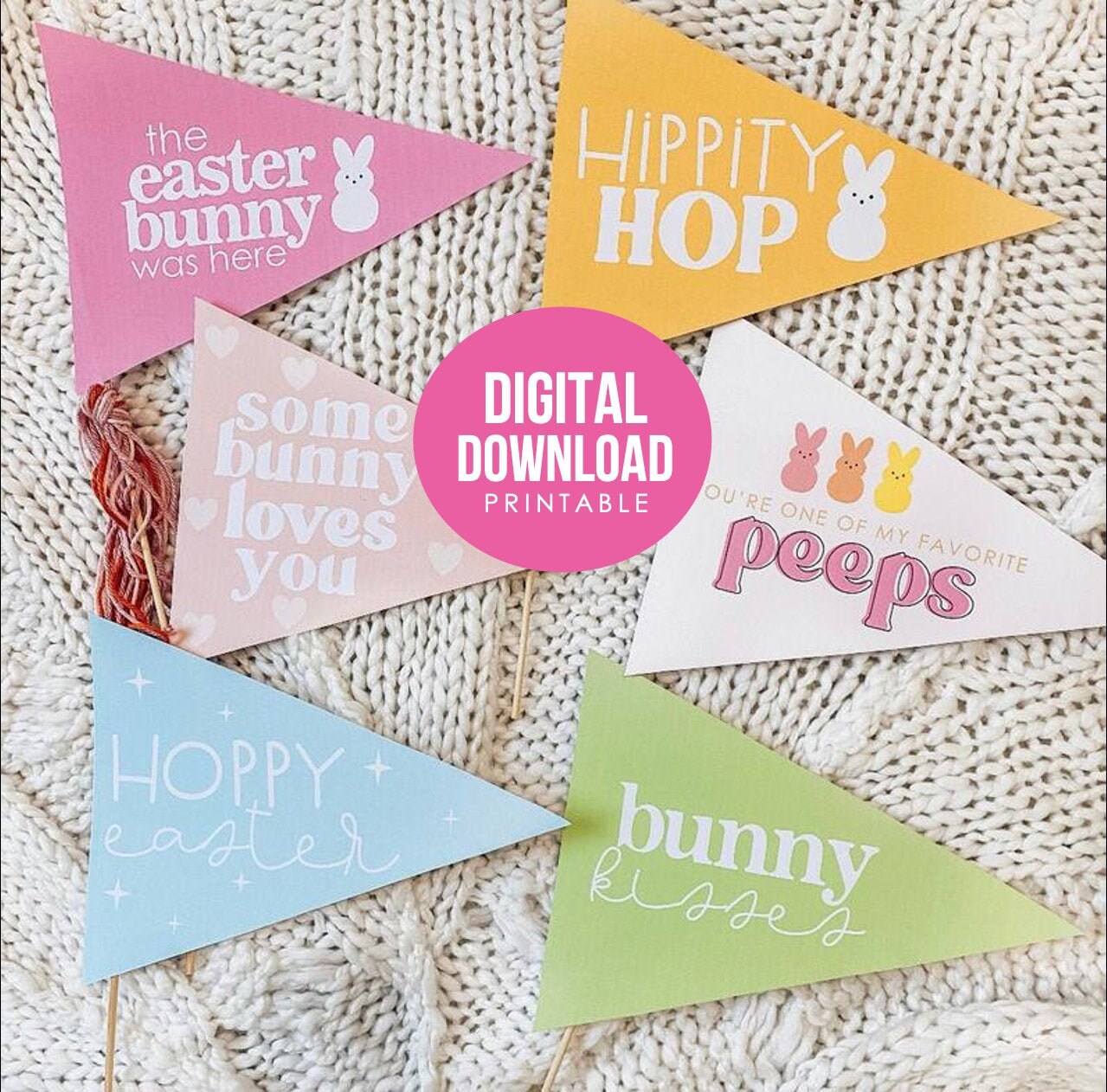 Easter Pennant Flag, Easter Basket Printable, Easter Printable, Easter ...