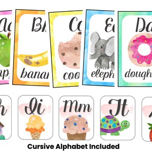 Watercolor Alphabet Posters: Print & Cursive, Colorful Classroom Decor ...