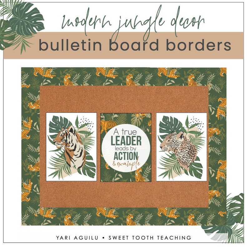 Jungle Themed Bulletin Board Borders With Cheetahs Tigers - Etsy