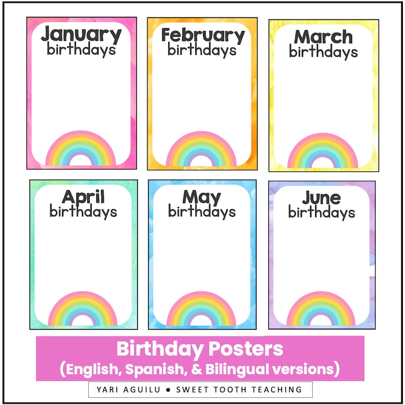 Pastel Rainbow Birthday Bulletin Board: Cupcake Classroom Decor ...