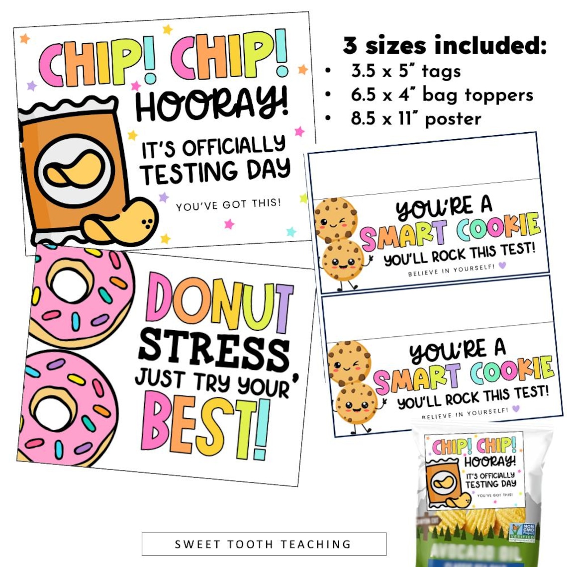 Motivational Testing Treat Tags: Unicorn, Cookie, Chip, Donut (PDF) - Etsy