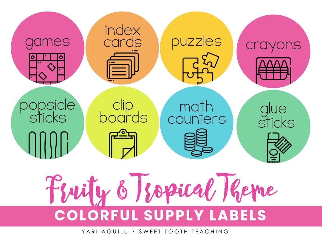 Colorful Classroom Supply Labels | Tropical Classroom Theme & Decor ...