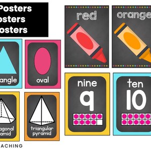 Chalkboard Bright Classroom Decor Bundle | Printable Back to School ...