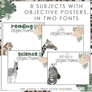 Printable Jungle Theme Classroom Decor | Learning Objectives Bulletin ...