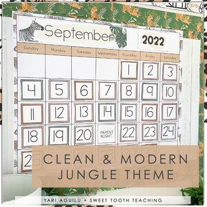 Printable Classroom Decor | Large Calendar | Modern Jungle Theme - Etsy