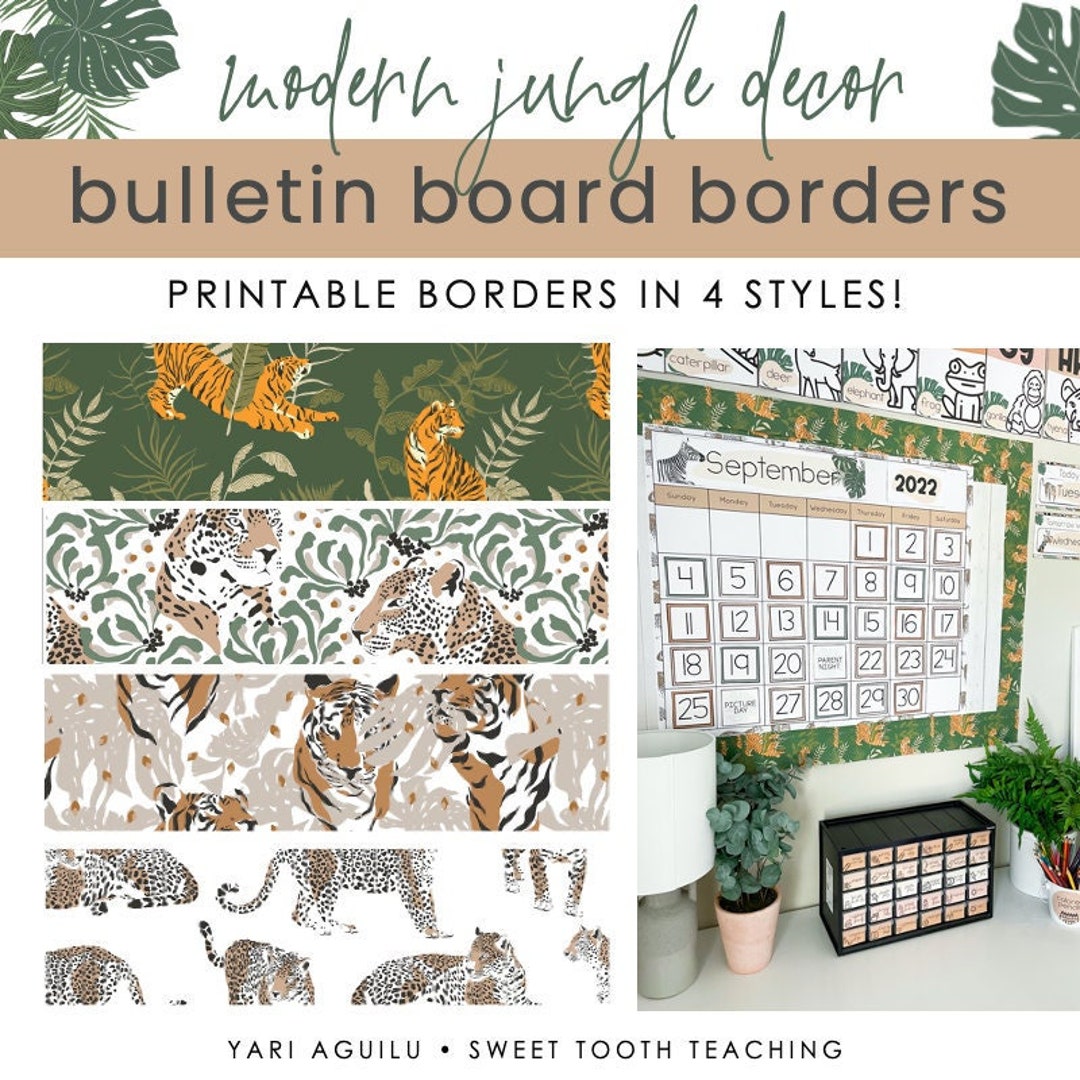 Jungle Themed Bulletin Board Borders With Cheetahs Tigers - Etsy