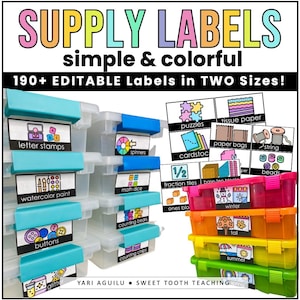 Colorful Classroom Supply Labels With Pictures | EDITABLE Classroom ...