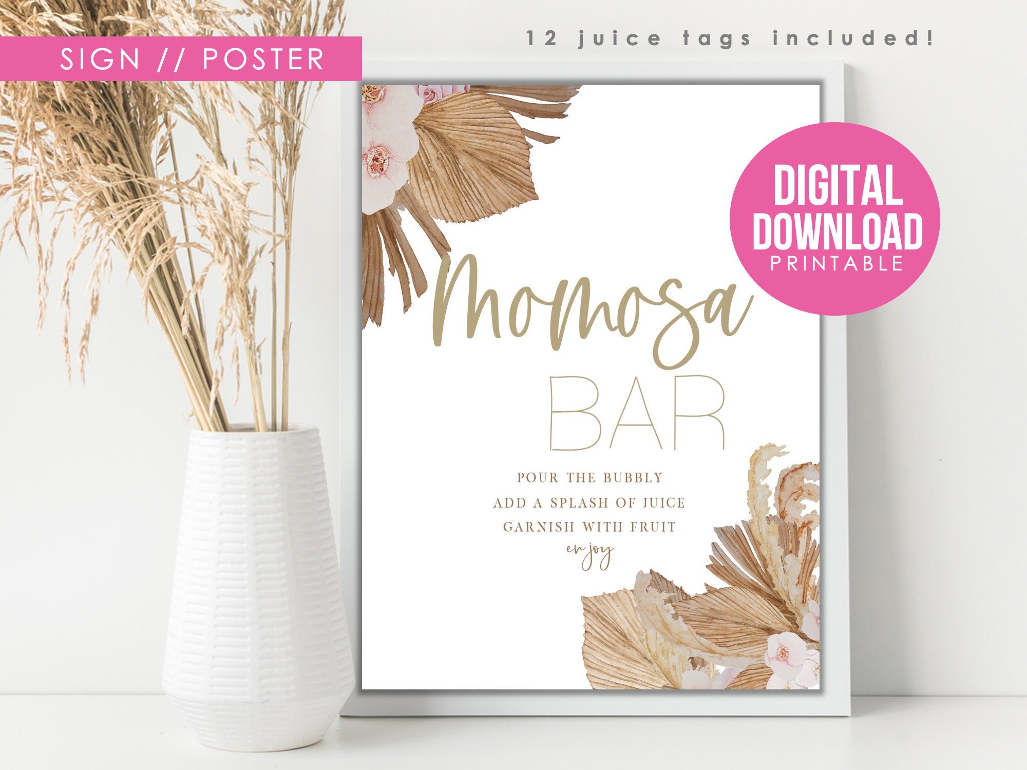 Momosa Bar Printable Sign, Mimosa Bar Sign, Printable Mimosa Bar Sign ...