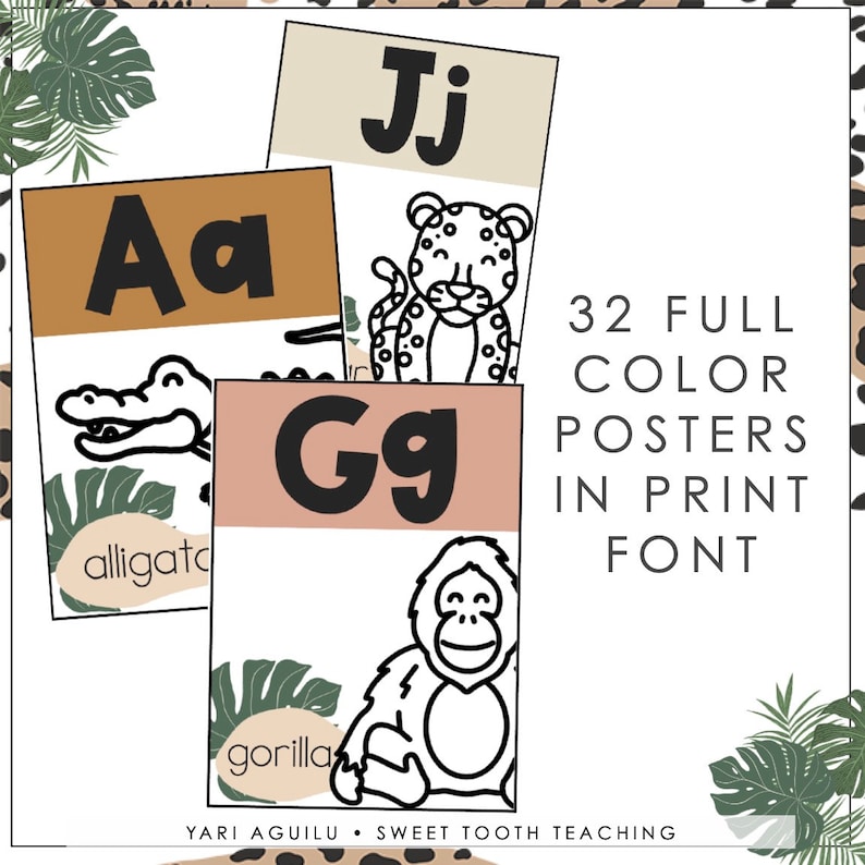 Jungle Alphabet Posters Jungle Classroom Decor - Etsy