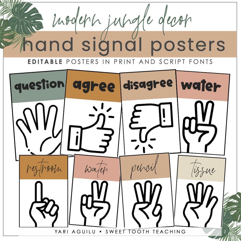 Classroom Hand Signals Posters Printable Classroom Decor - Etsy UK