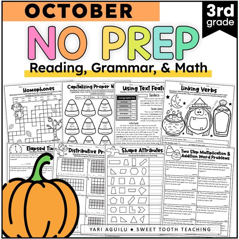 3rd Grade Review Worksheets Homeschooling | Halloween Math, Reading ...