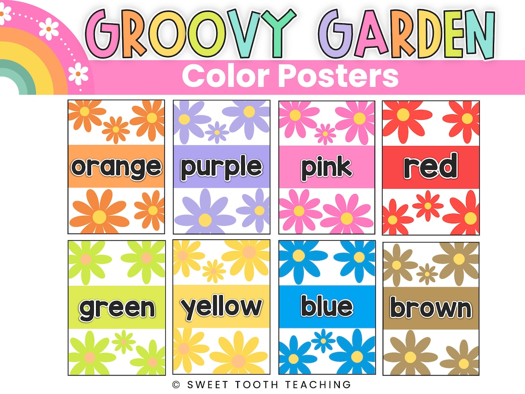 Color Posters | Groovy Garden Retro Decor | Editable | DIGITAL DOWNLOAD ...