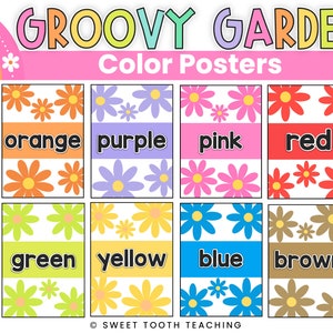 Color Posters | Groovy Garden Retro Decor | Editable | DIGITAL DOWNLOAD ...