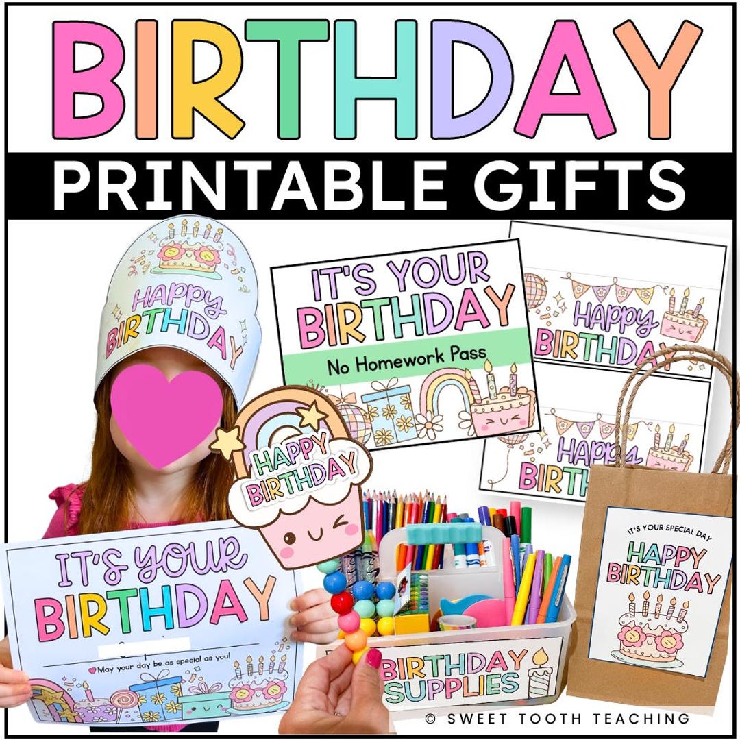 Printable Student Birthday Gift Set: Certificates, Hats, Tags (digital ...
