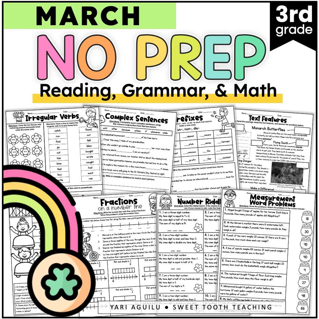 3rd Grade Review Worksheets Homeschooling | Spring Math, Reading ...
