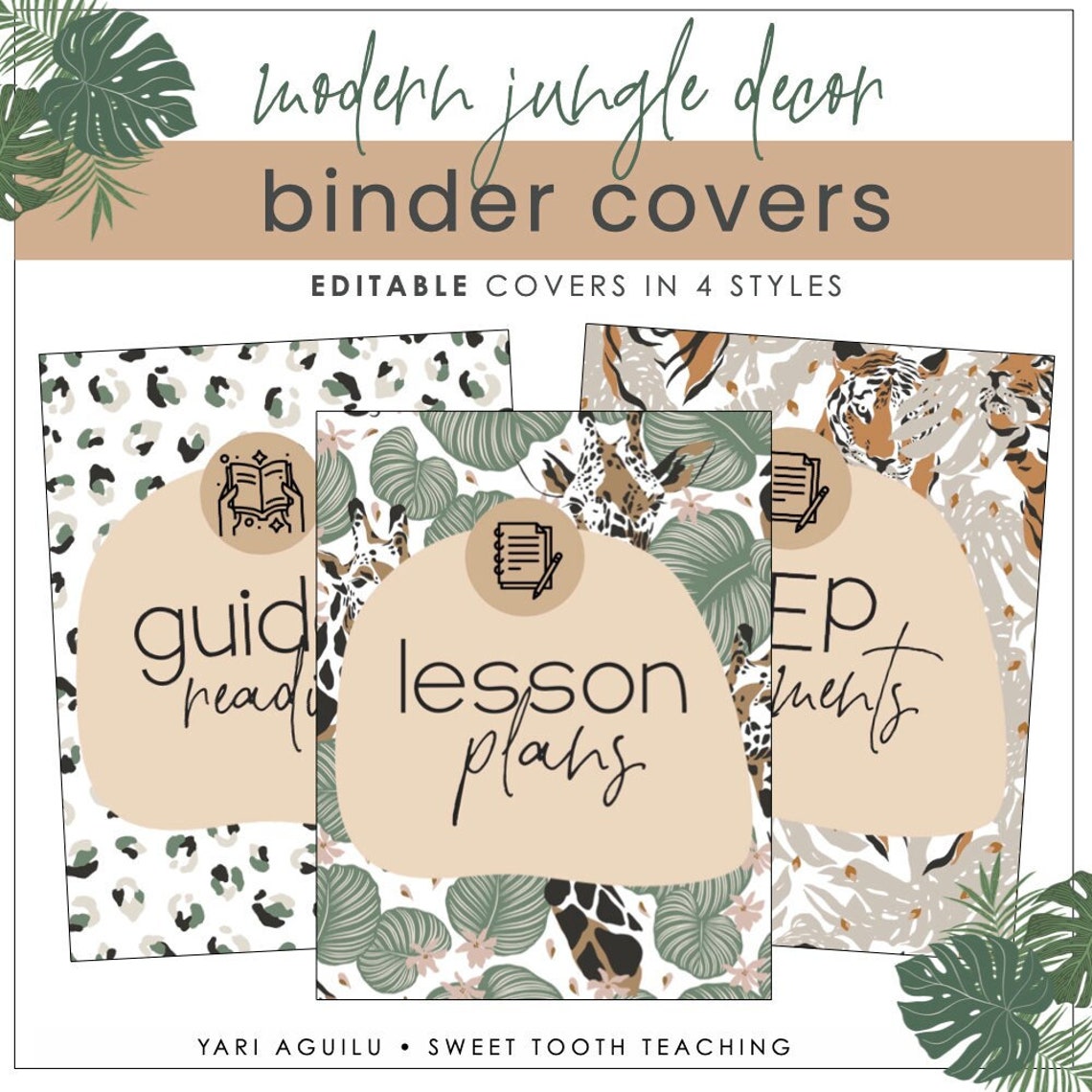 Binder Covers & Spines Printable Classroom Decor Jungle - Etsy