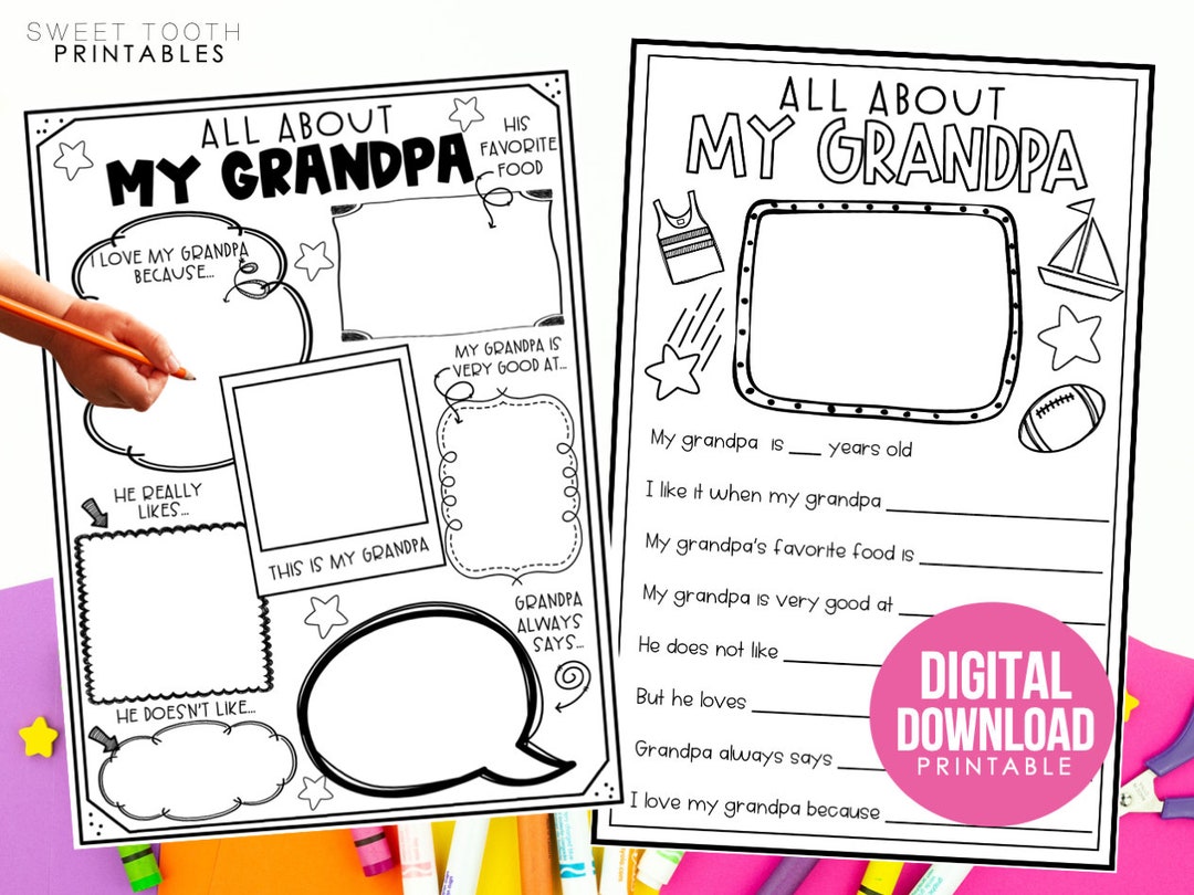 Grandpa Questionnaire: Father's Day, Grandparent's Day Gift (PDF ...