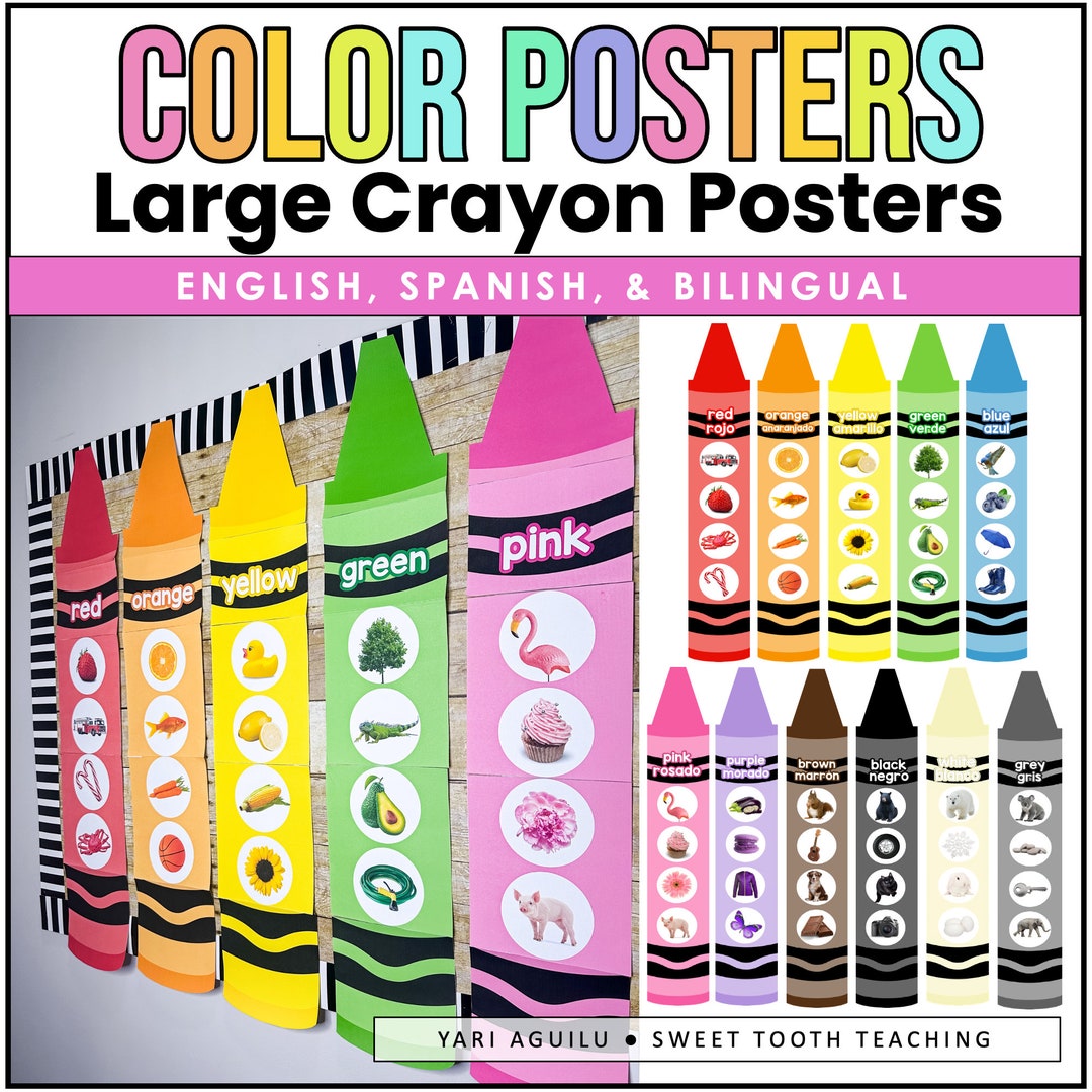Color Posters With Real Photos | Large Crayon Posters for Preschool ...