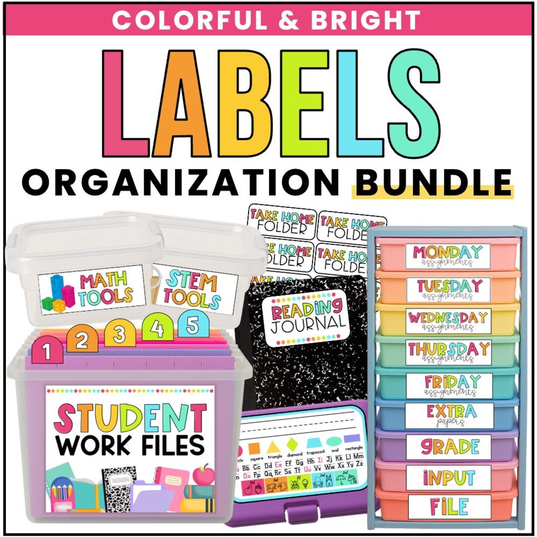 Colorful Classroom Organization Labels: Back to School Teacher Supplies ...