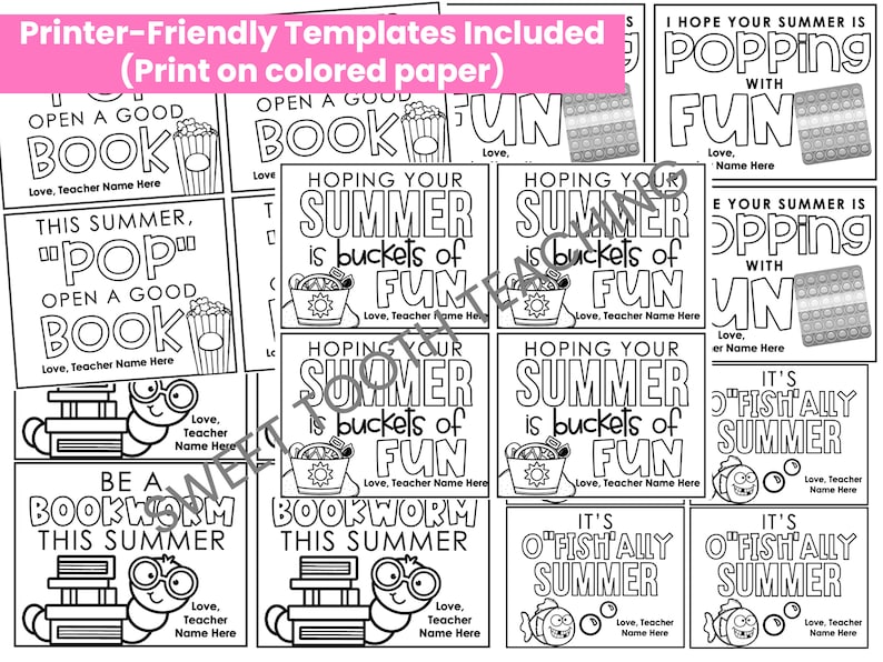 End of Year Student Gift Tags: Printable Summer Sayings (PDF) - Etsy