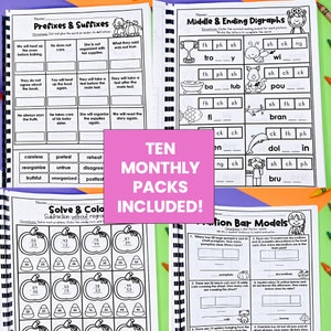 Monthly Second Grade Review Worksheets | Grammar, Reading & Math ...