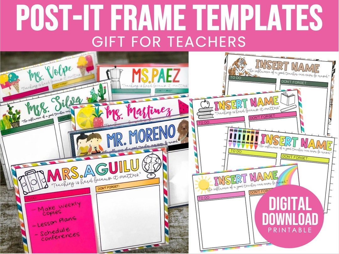 Post-it Frame Templates for Teacher Gifts | PRINTABLE | Back to School ...