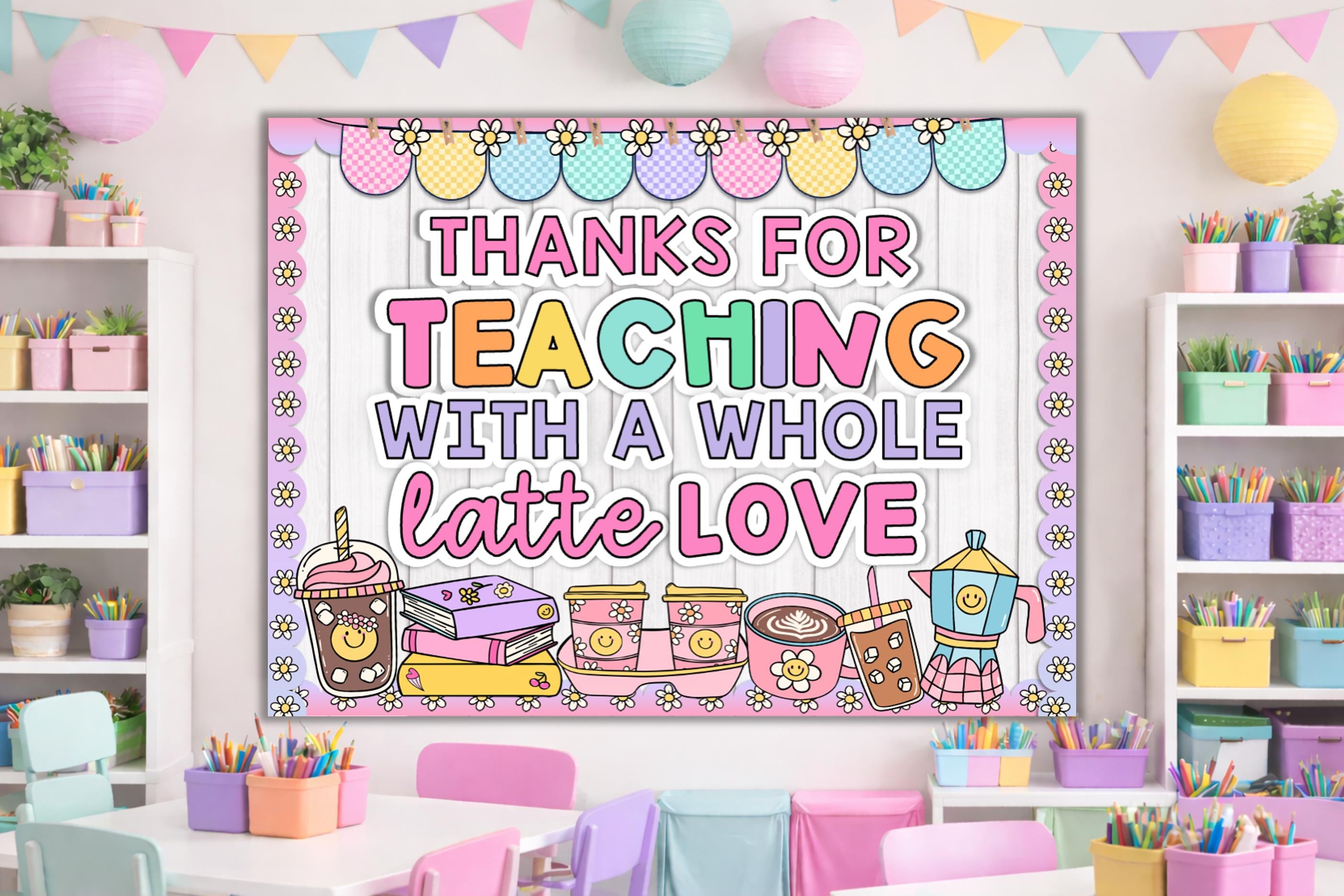 Teacher Appreciation Bulletin Board Kit for Teacher's Lounge- Thank You ...