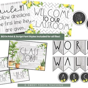 Plants & Lemons Classroom Decor: Farmhouse Theme (EDITABLE Digital ...