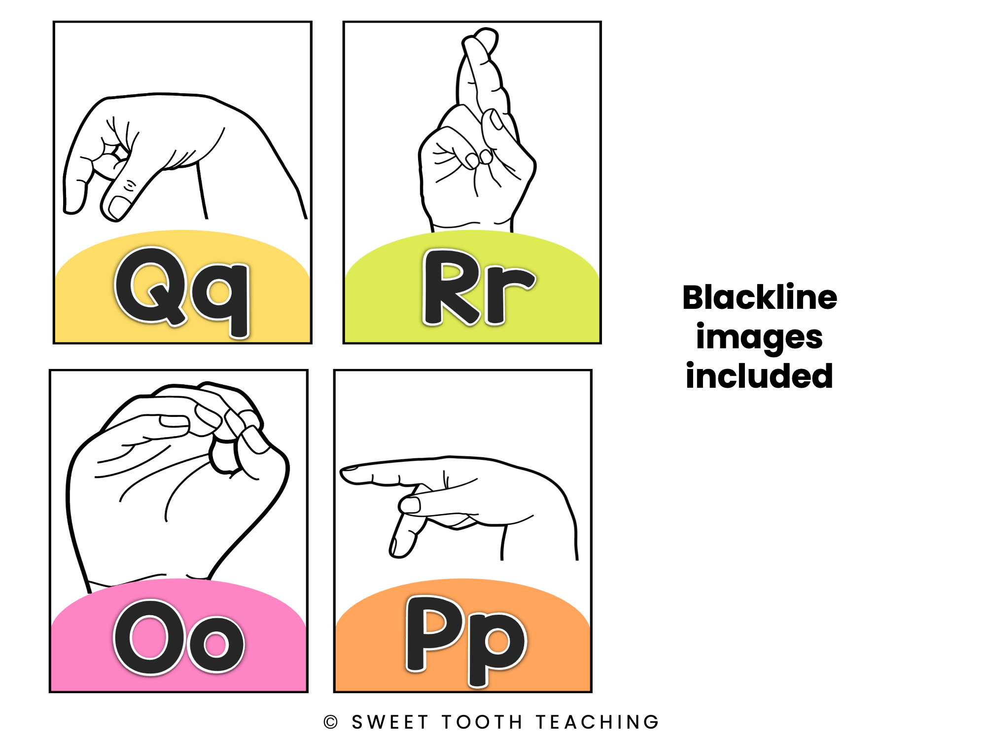 Colorful ASL Alphabet Posters American Sign Language Abc Groovy Garden ...