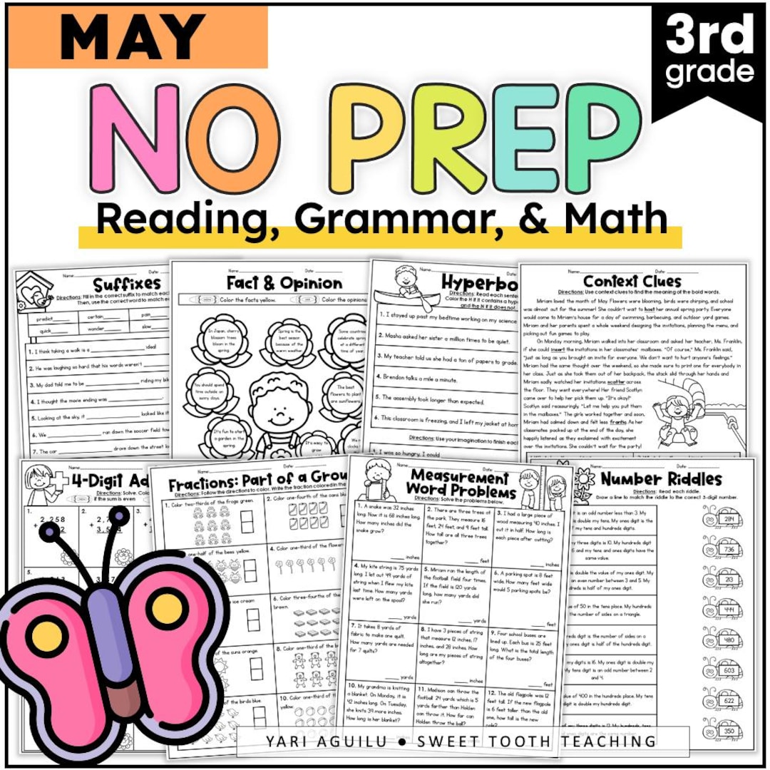 3rd Grade Review Worksheets Homeschooling | Spring Math, Reading ...