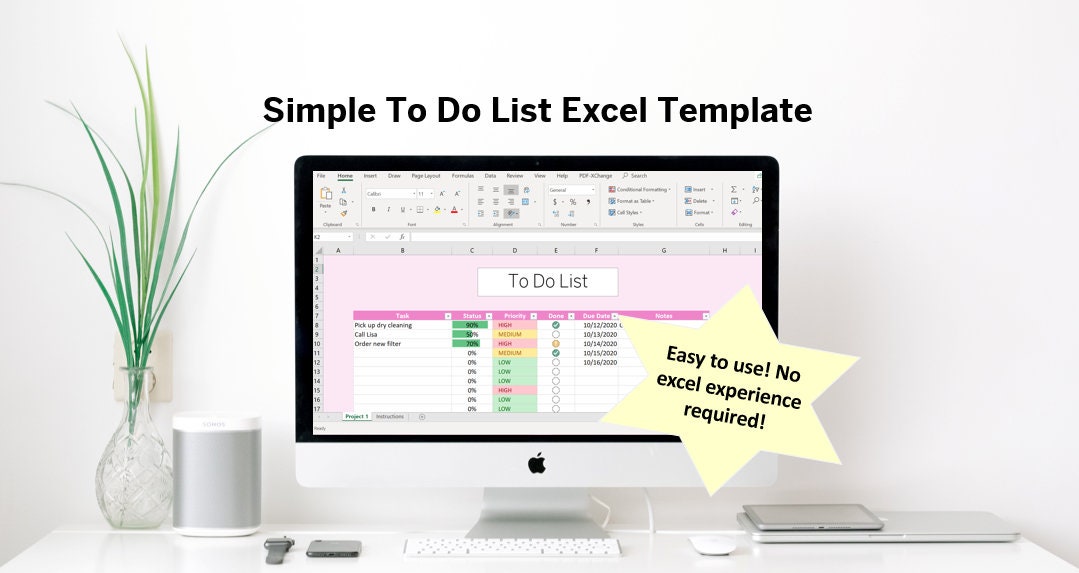 To Do List Excel Template To Do List Planner To Do List | Etsy