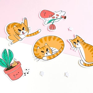 Sticker Set Bad Cat Cute Grumpy Ginger Kitty Sticker Pack - Etsy
