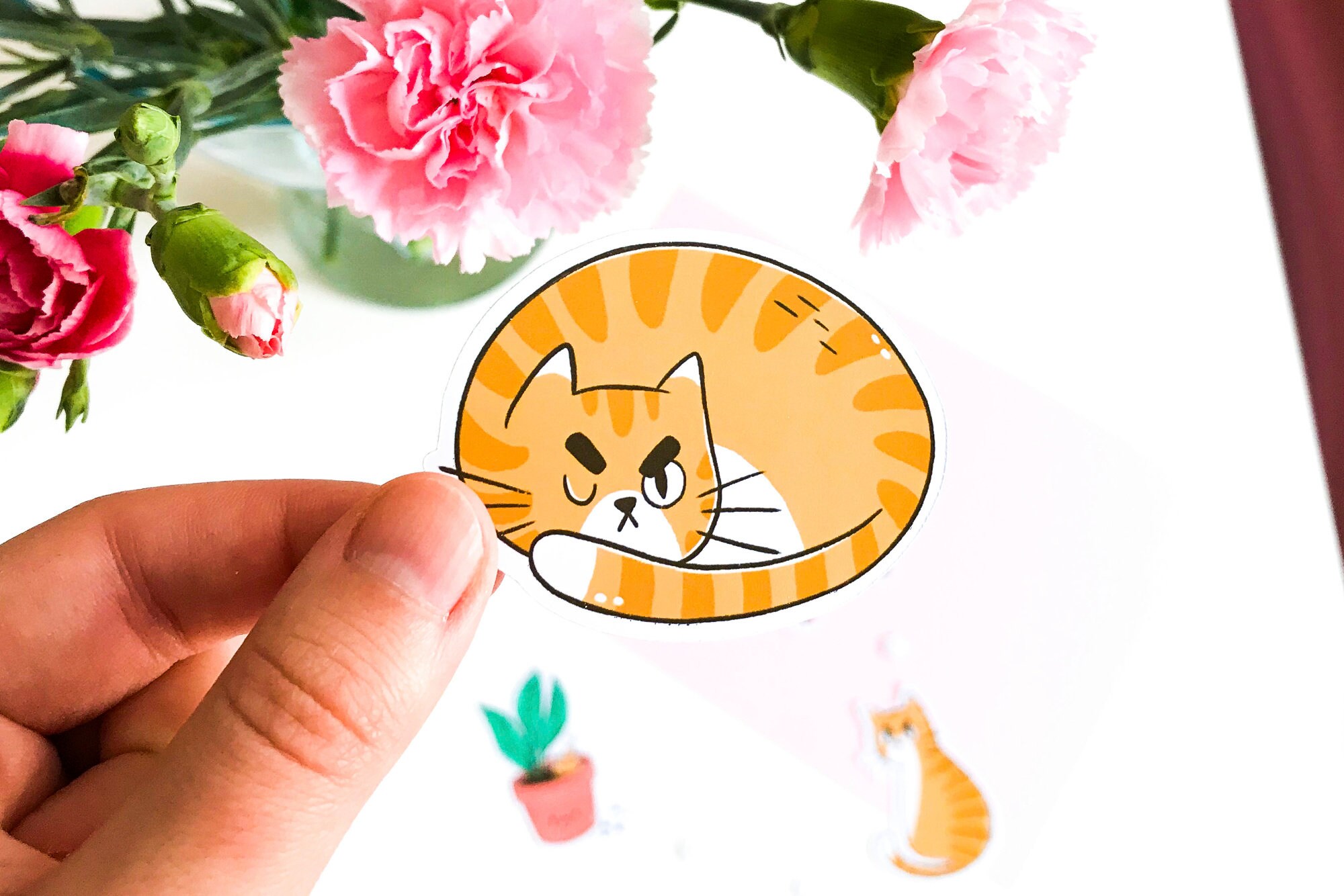 Sticker Set Bad Cat Cute Grumpy Ginger Kitty Sticker Pack - Etsy