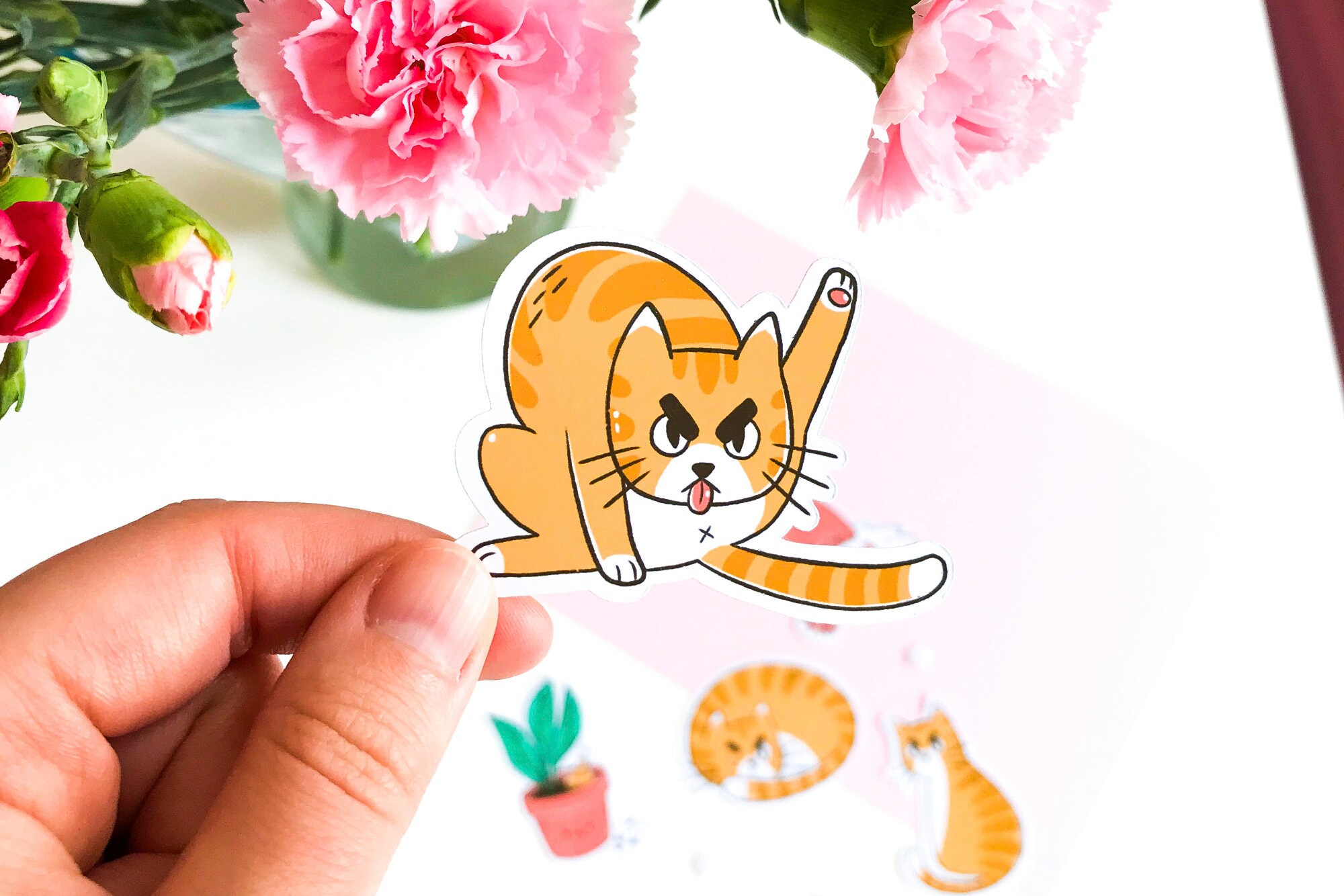Sticker Set Bad Cat Cute Grumpy Ginger Kitty Sticker Pack - Etsy