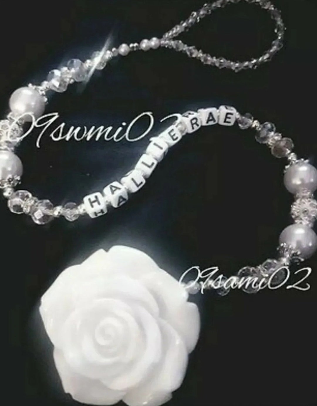 Personalised Bling Romany Rose White Dummy Clip: Can Also Be ...