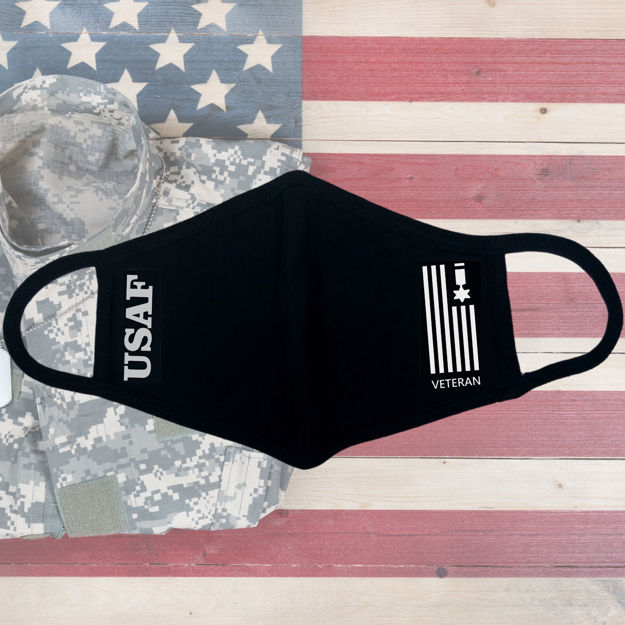 USAF Veteran Face Mask Reusable Washable Cover Mask Cotton | Etsy